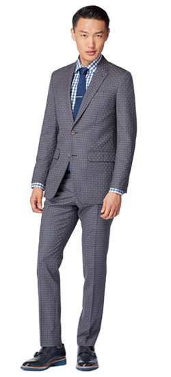 Gray Jacquard Shadow Box Suit